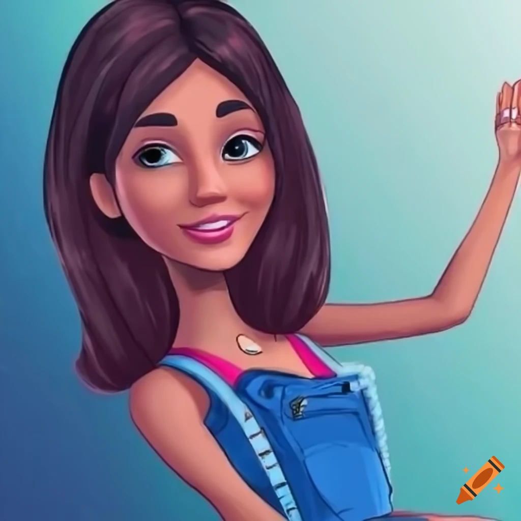 Cartoon depiction of ramya in a stylish outfit on Craiyon