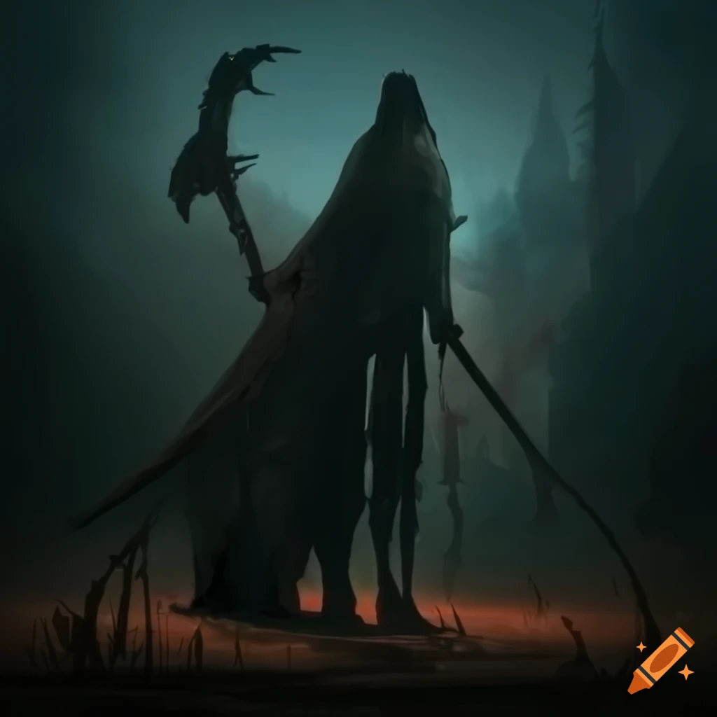 Dementor encountering a magic mirror in dark fantasy art on Craiyon