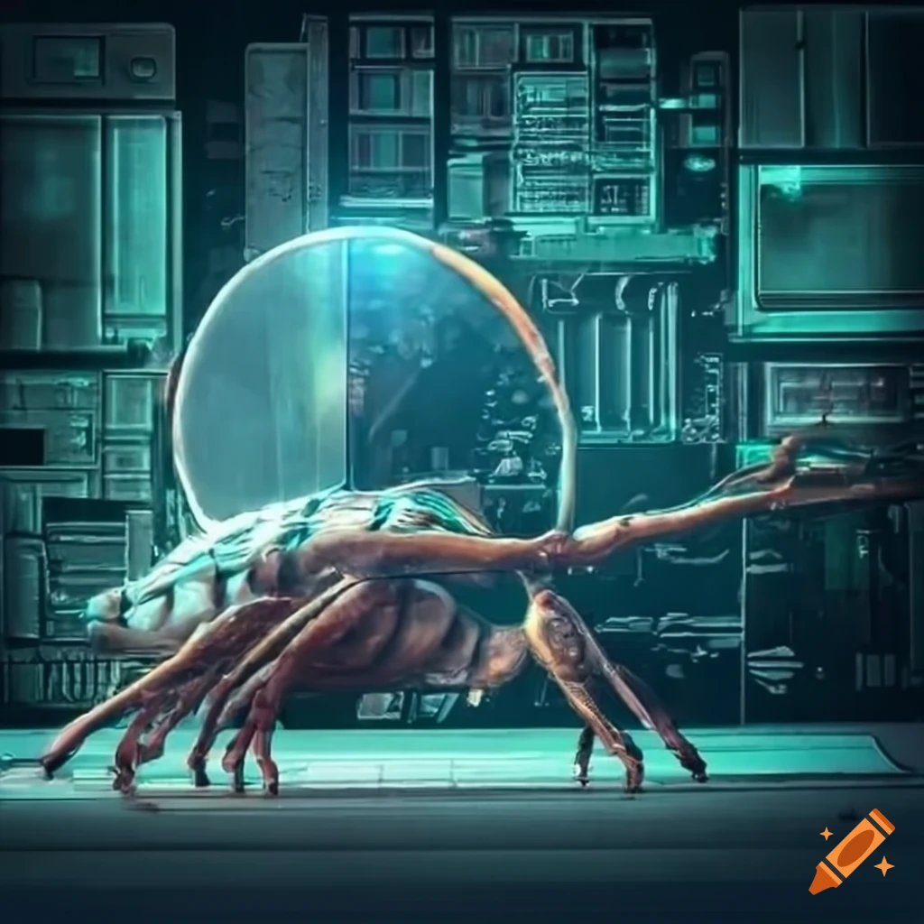 Surrealist insect alien's spaceship with electronic skin on Craiyon