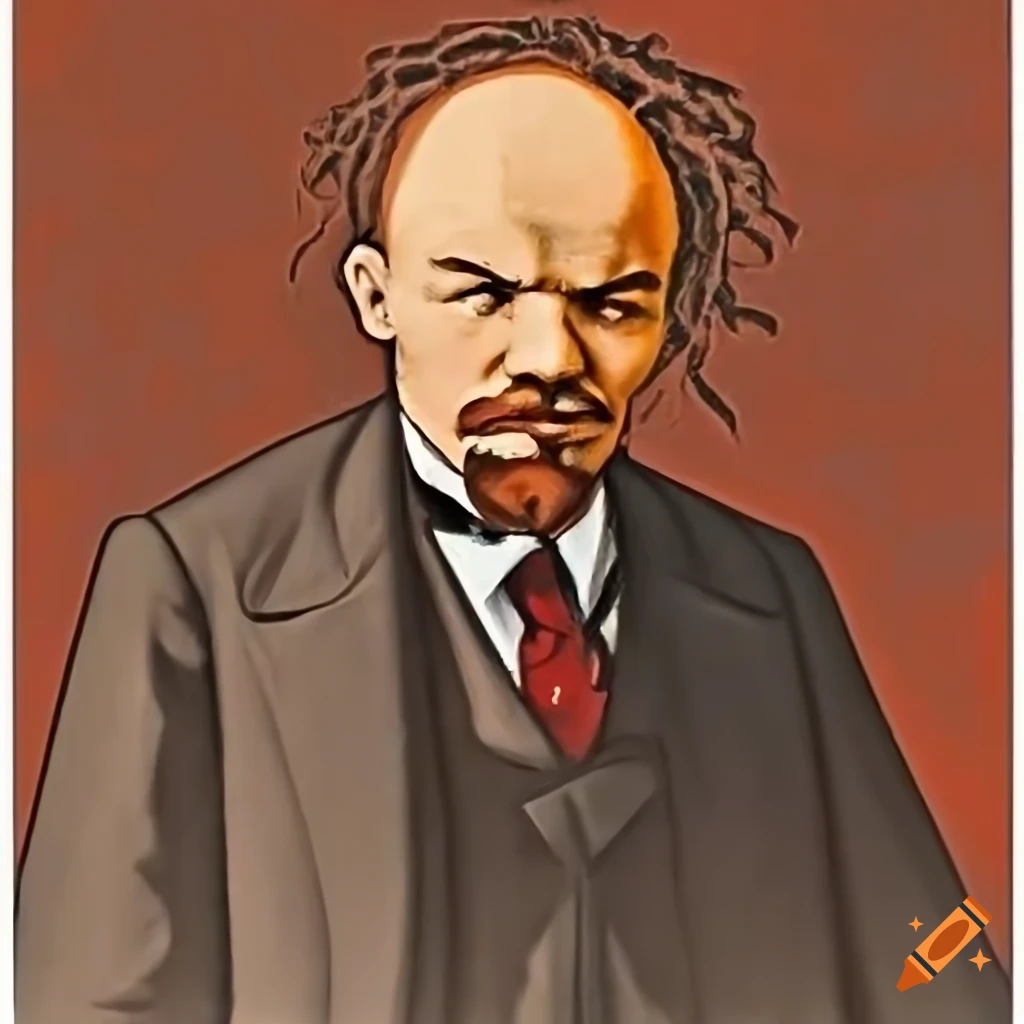 Artistic depiction of lenin with dreadlocks