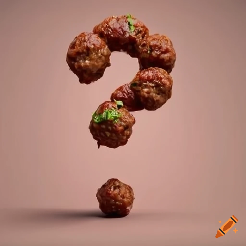 Creative arrangement of meatballs in a question mark shape