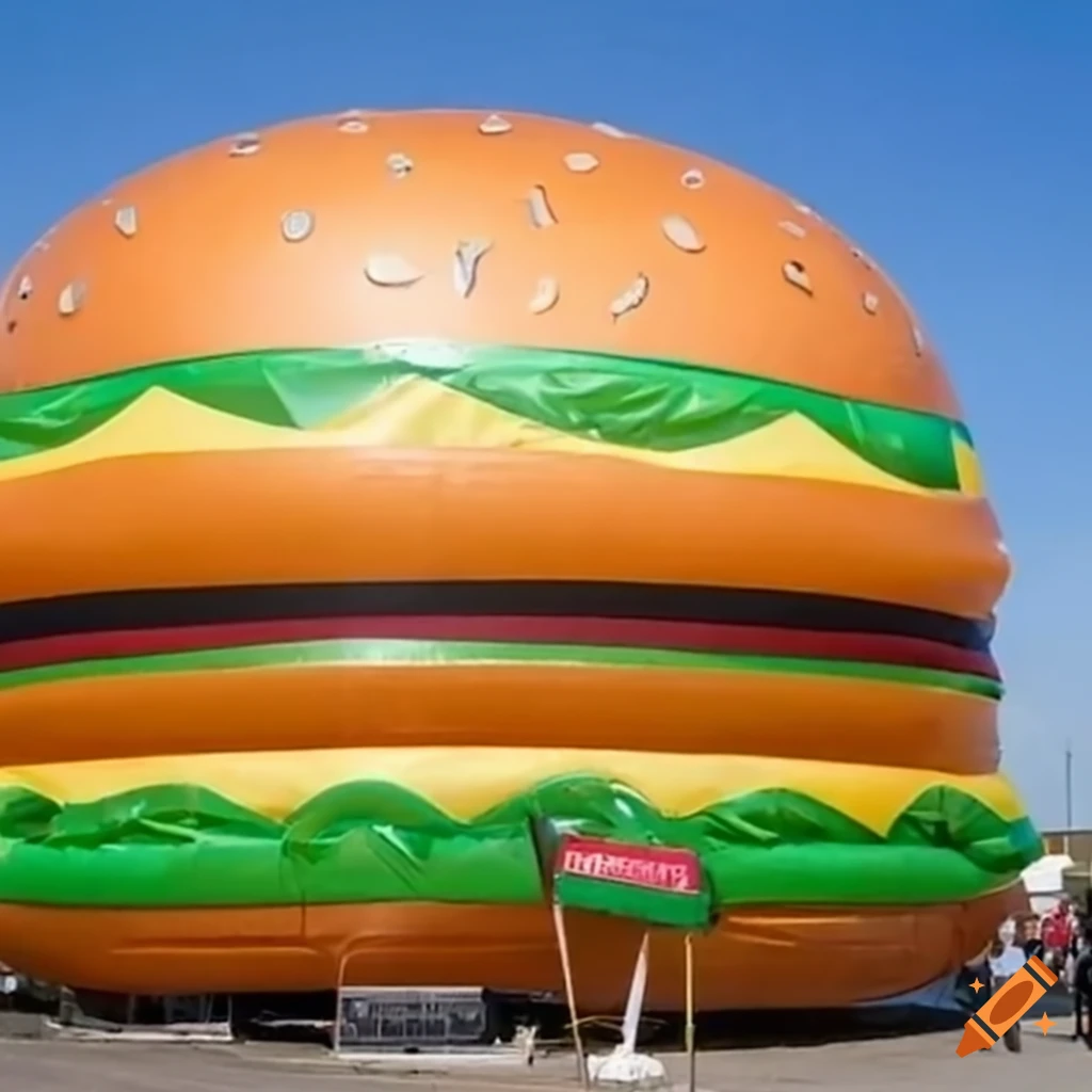 Giant inflatable hamburger on the street on Craiyon