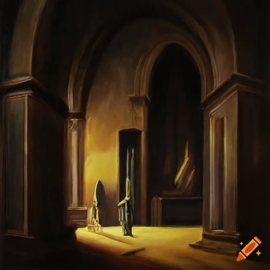 Dark church painting in de chirico style on Craiyon