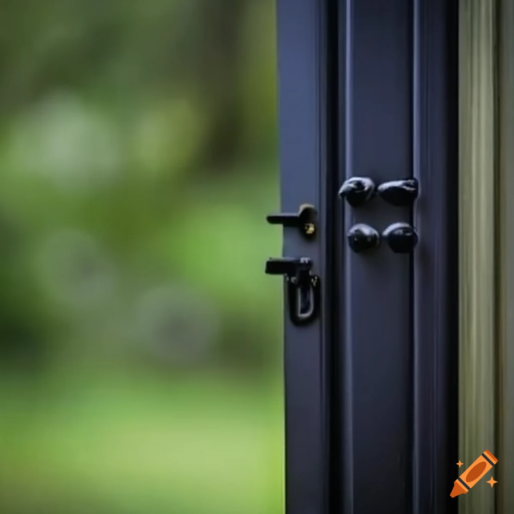 Black door opening onto a scenic landscape on Craiyon
