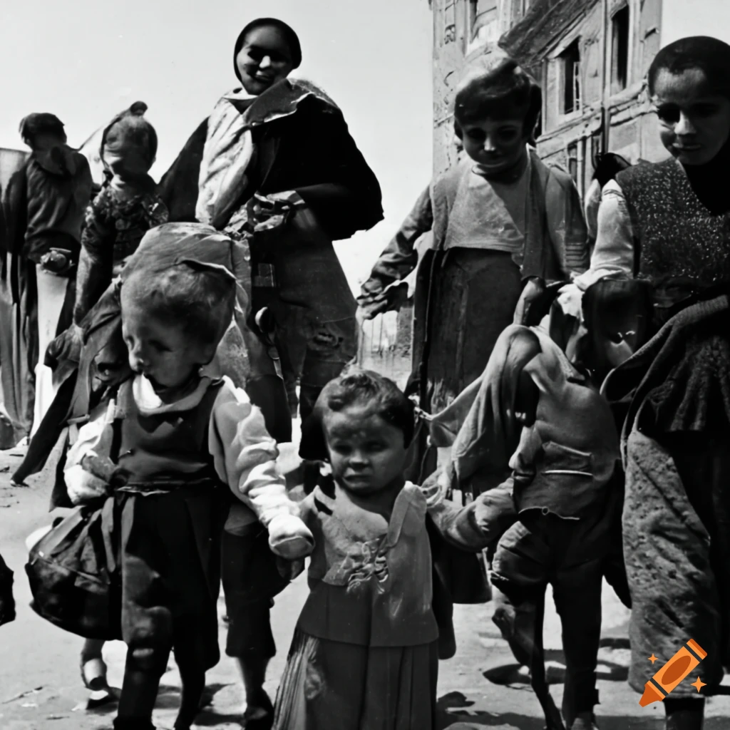 Refugees fleeing their homes in Palestine 1948 on Craiyon