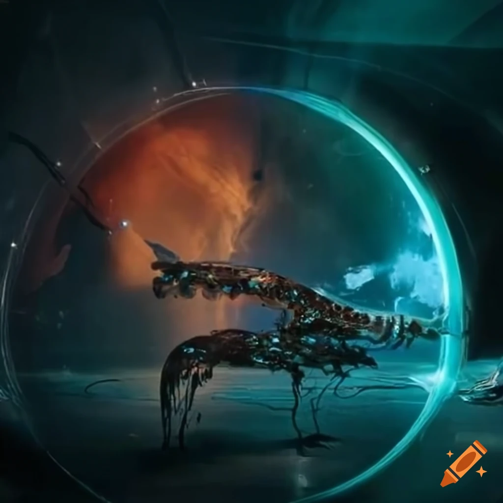 Surrealist alien spaceship machine in front of computer windows on Craiyon