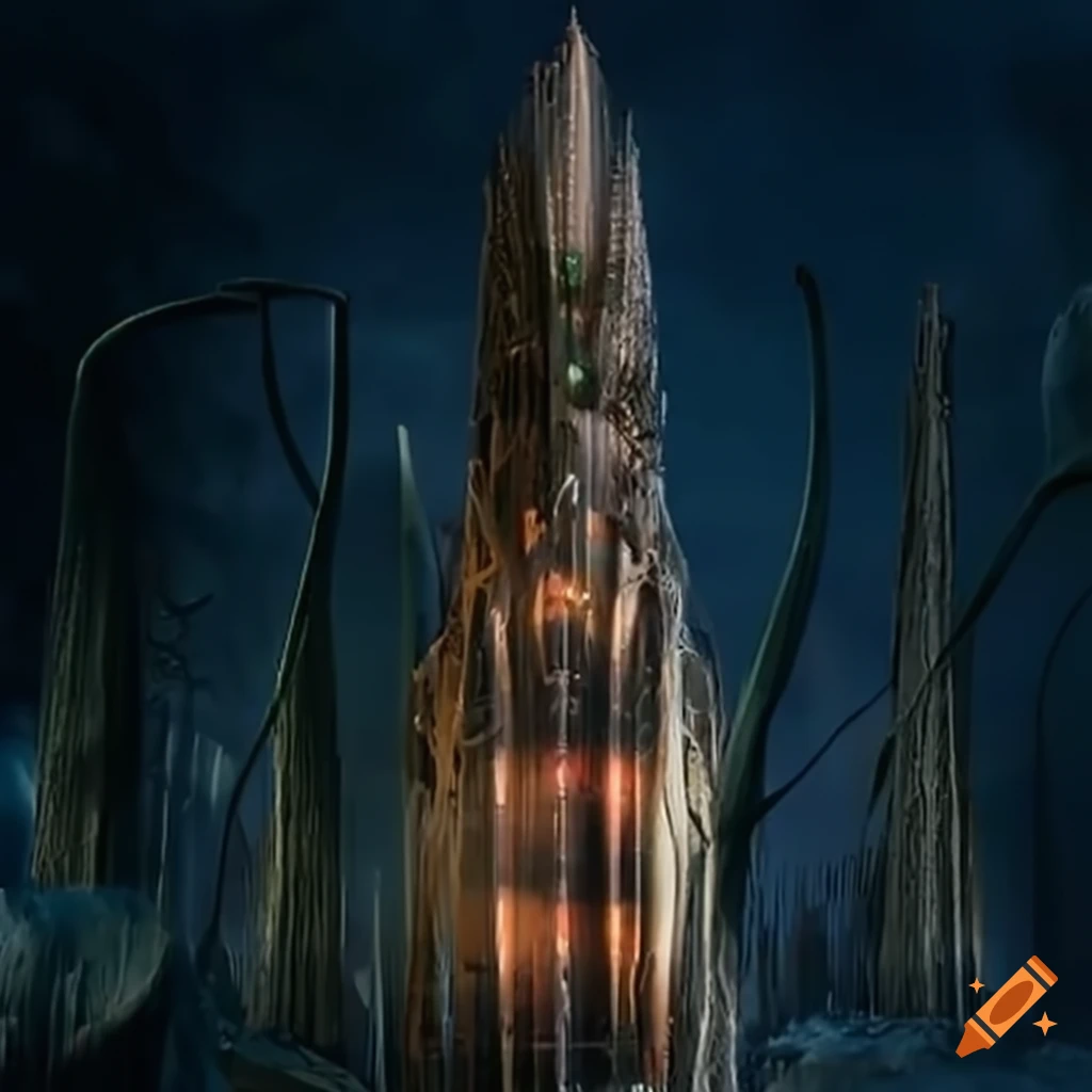 Futuristic elf tower on Craiyon