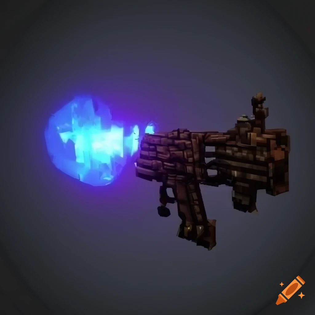 Dark fantasy character concept art with a giant gun on Craiyon