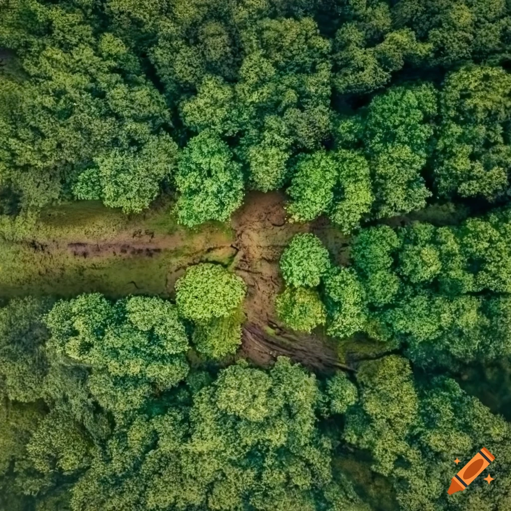 Photo of a detailed tree from above