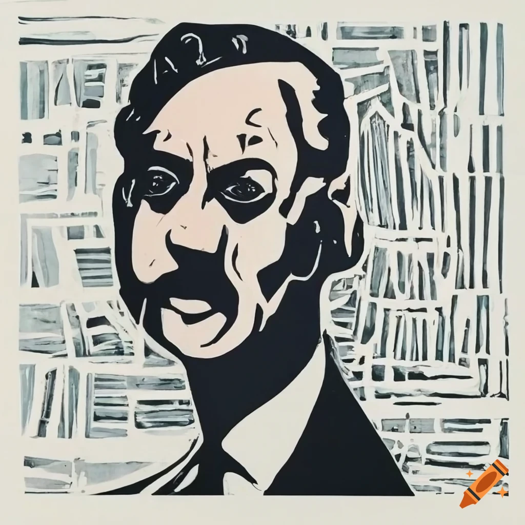 Linocut style illustration of people in the workplace on Craiyon