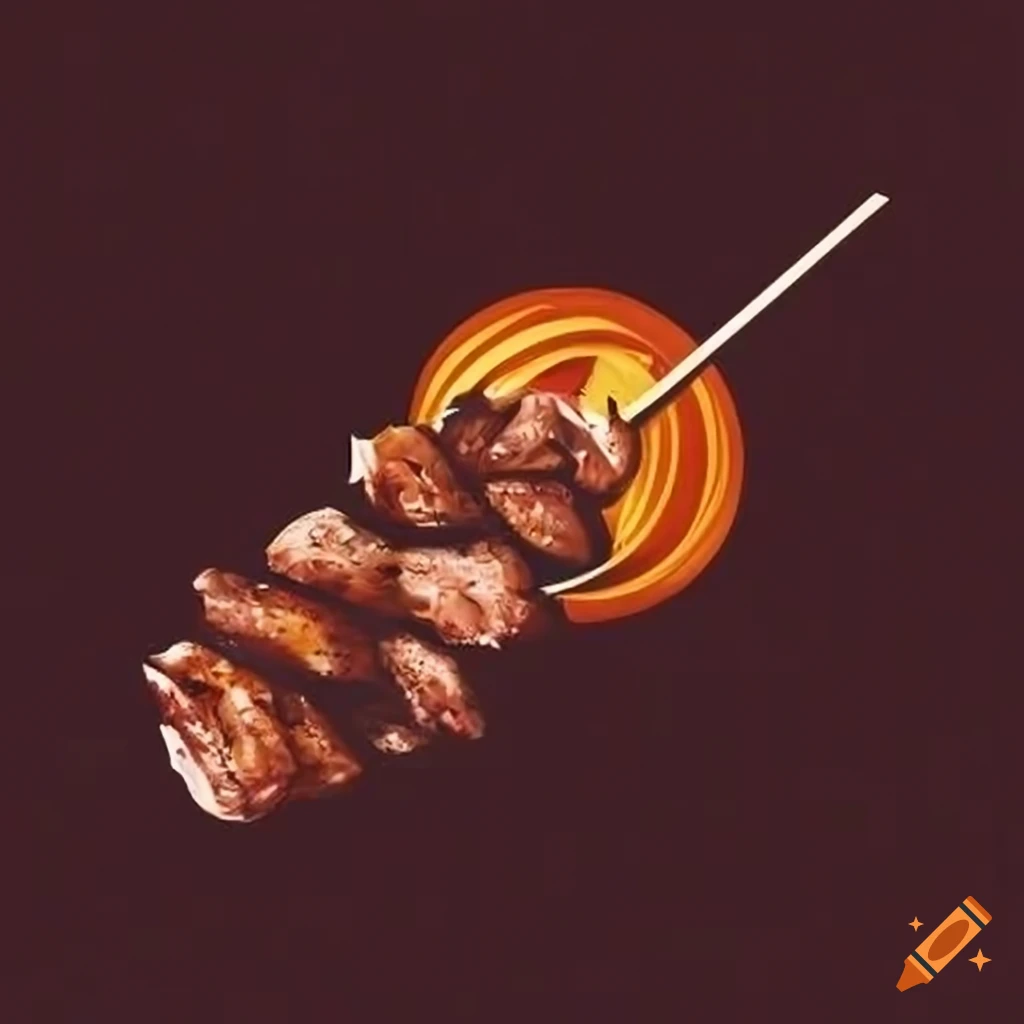 Logo design of a delicious grilled pork skewer on Craiyon