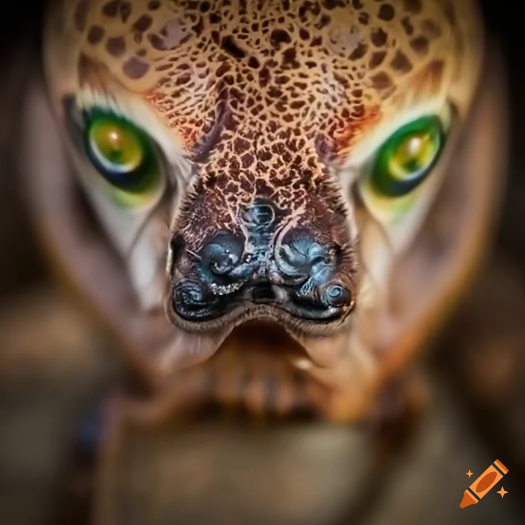 Abstract image of a camera lens creature on Craiyon