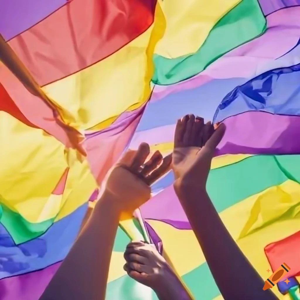 People waving pride flags and celebrating on Craiyon