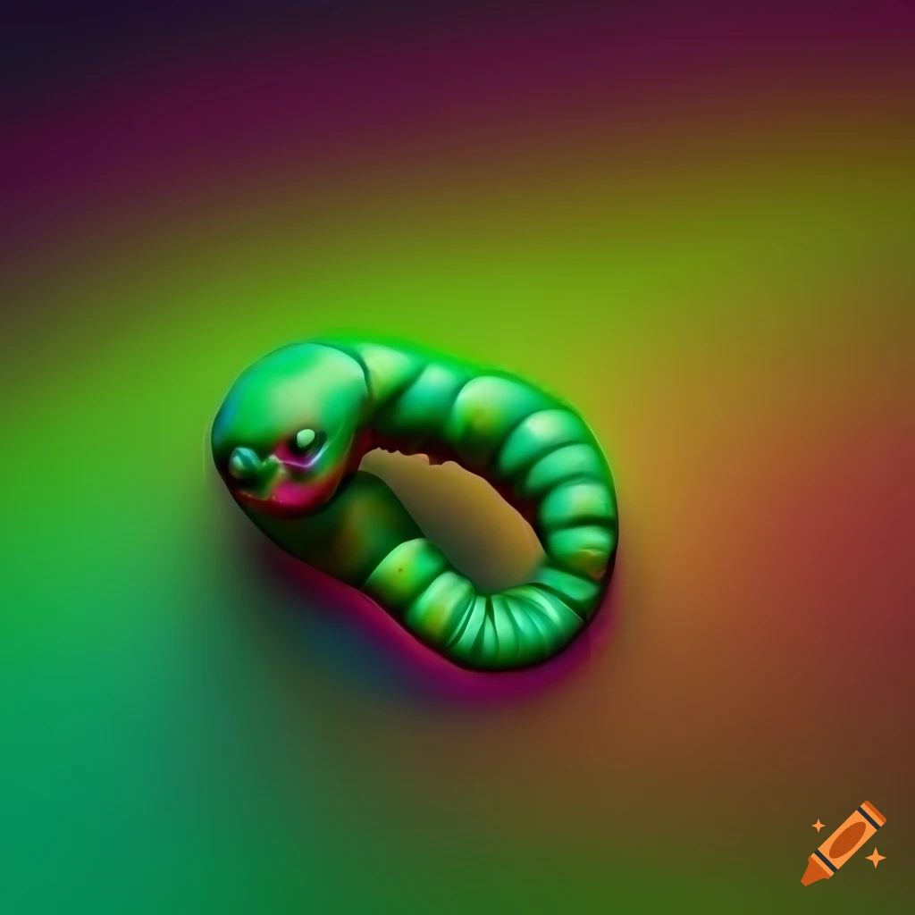 3d alien worm creature on iridescent background on Craiyon