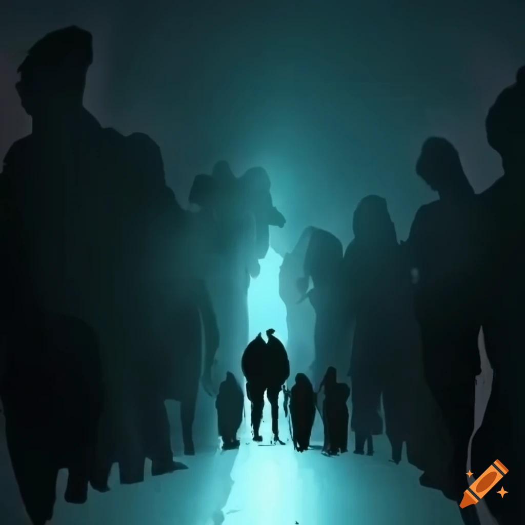 Abstract art with shadow figures in the night on Craiyon