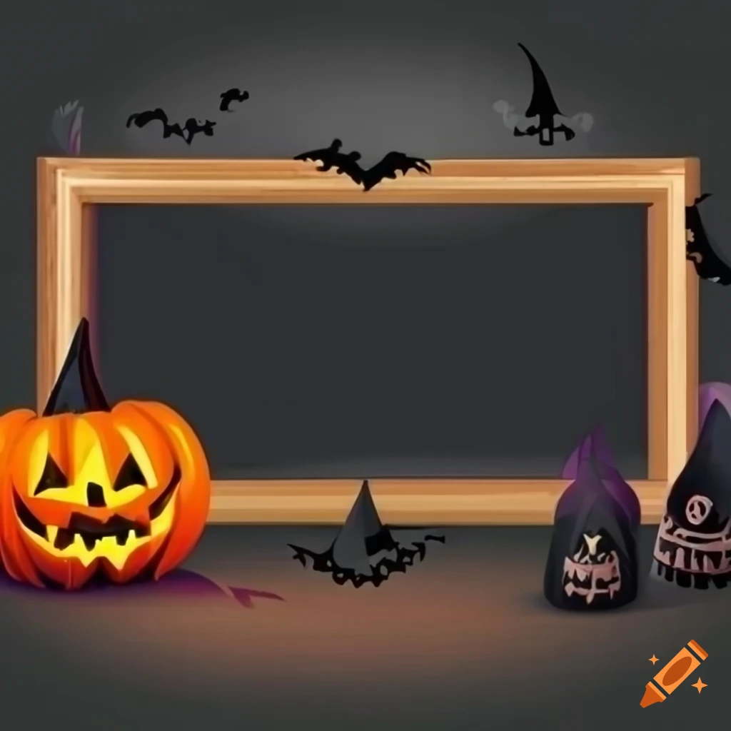 Spooky Halloween background with a child-friendly frame on Craiyon