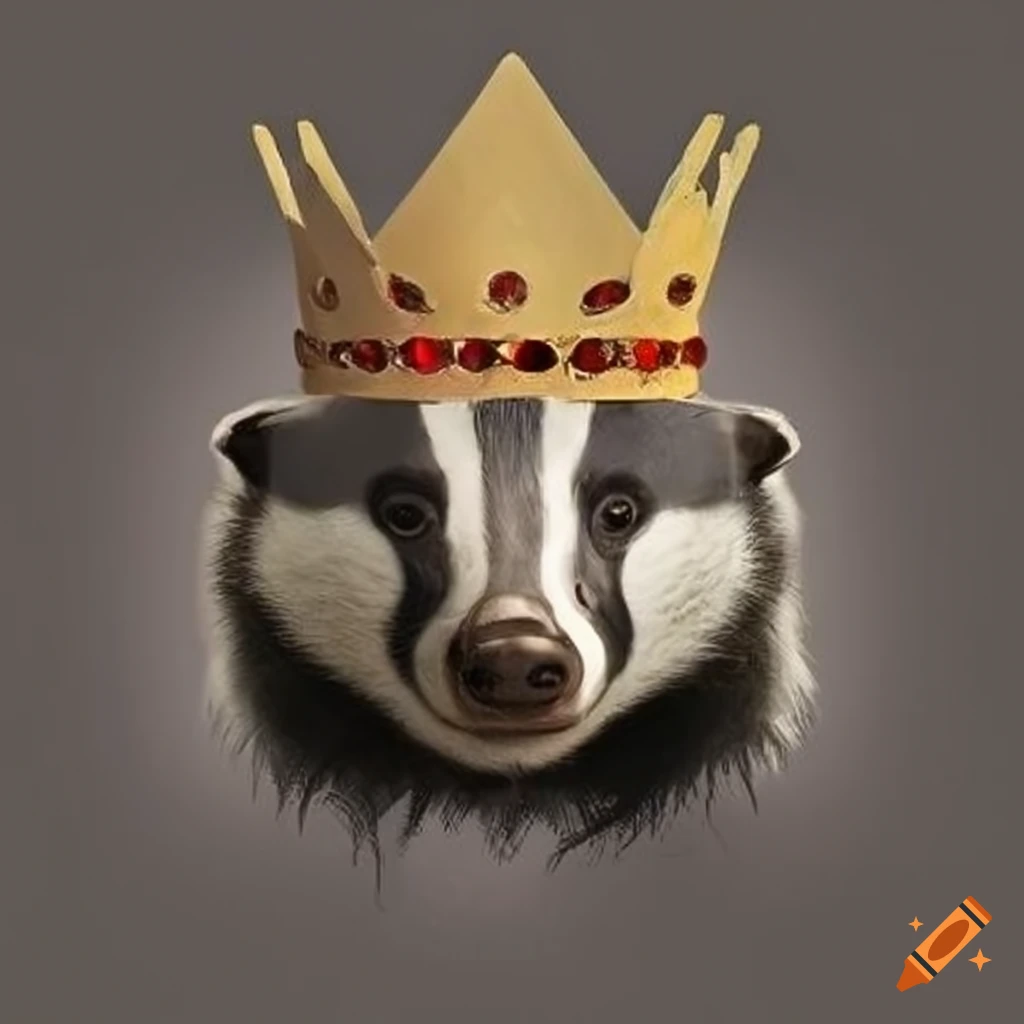 Artistic depiction of a crowned badger on Craiyon