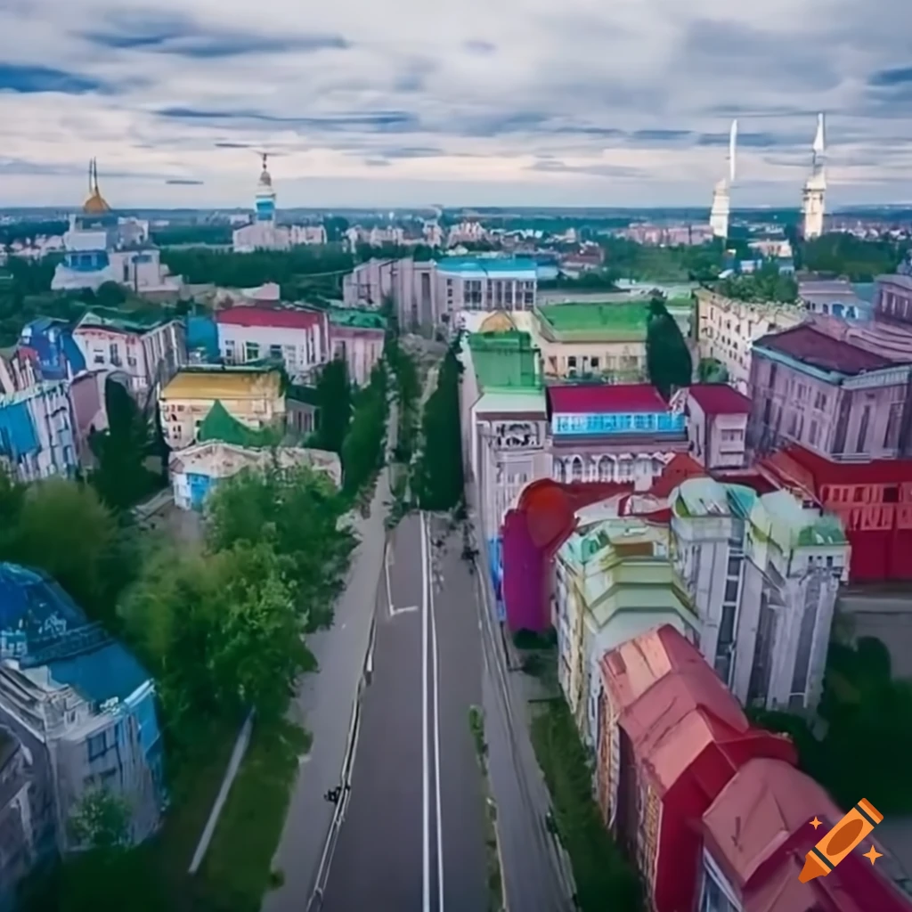 Aerial view of russian apartments in winter on Craiyon