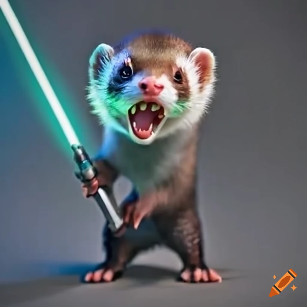 Weasel playing video games on high-definition monitor with rainbow ...