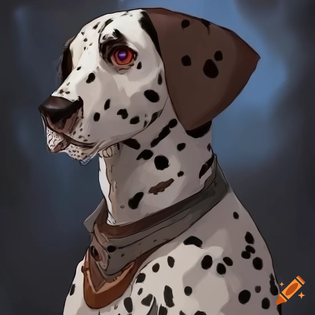 Ferocious dalmatian in leather armor