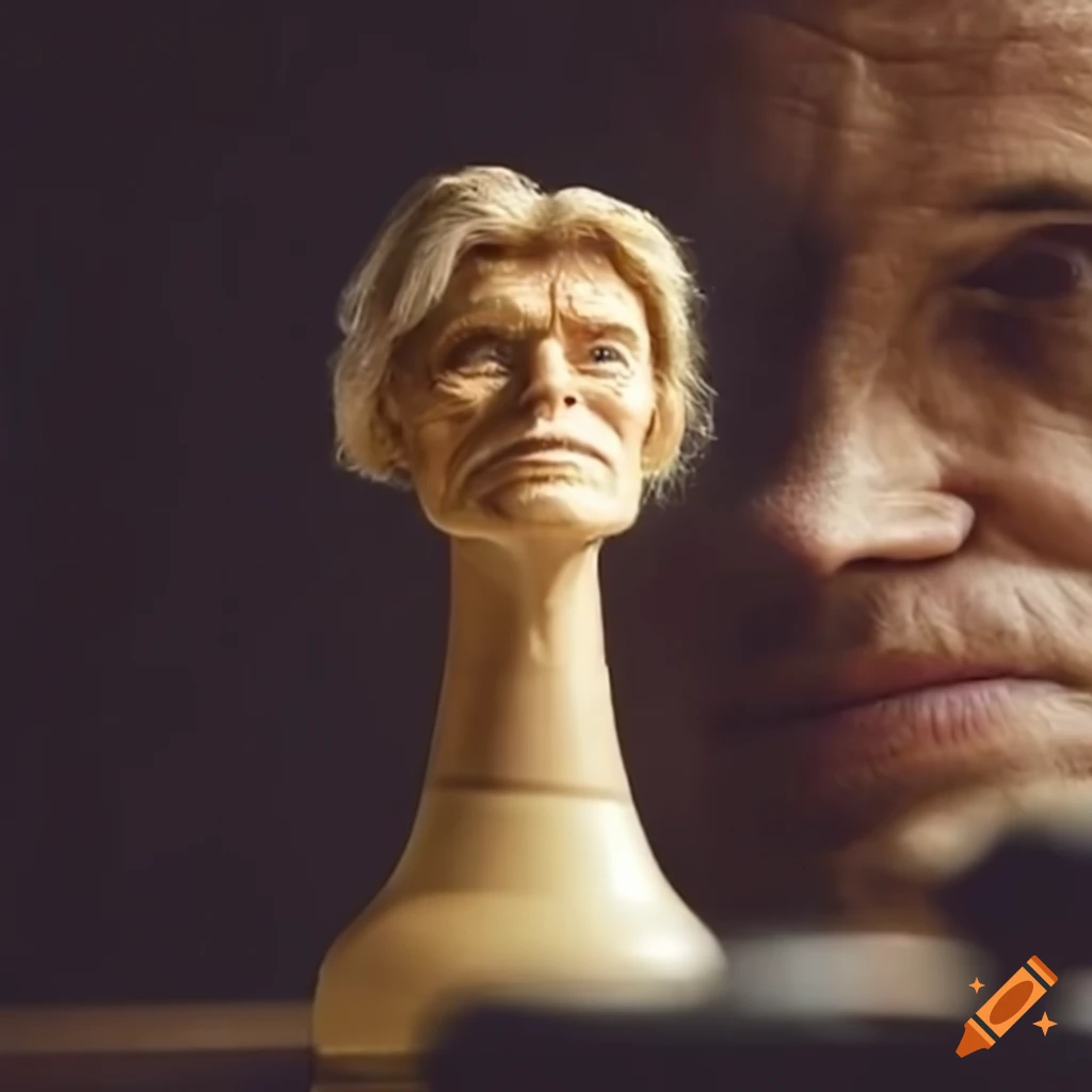 Digital art of willem dafoe as a chess pawn