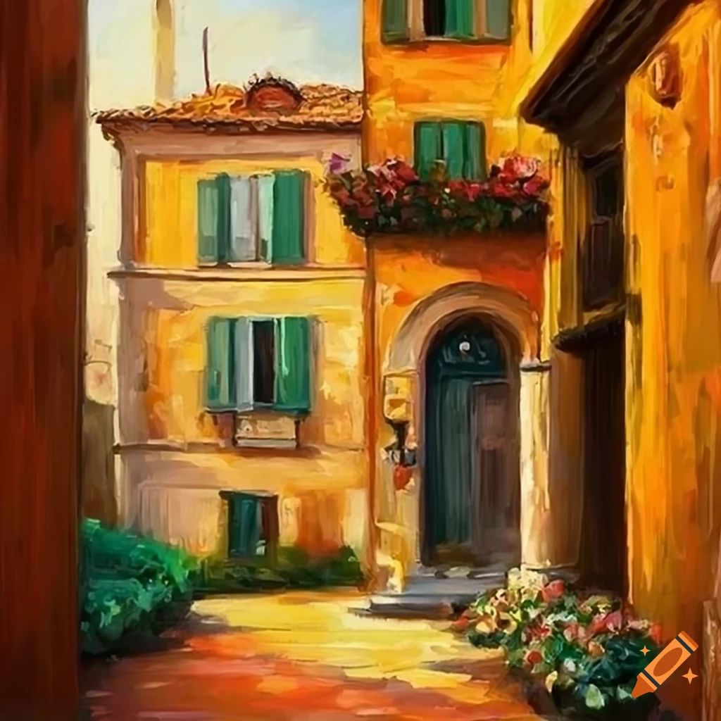 Colorful oil painting of the beauties of spoleto on Craiyon