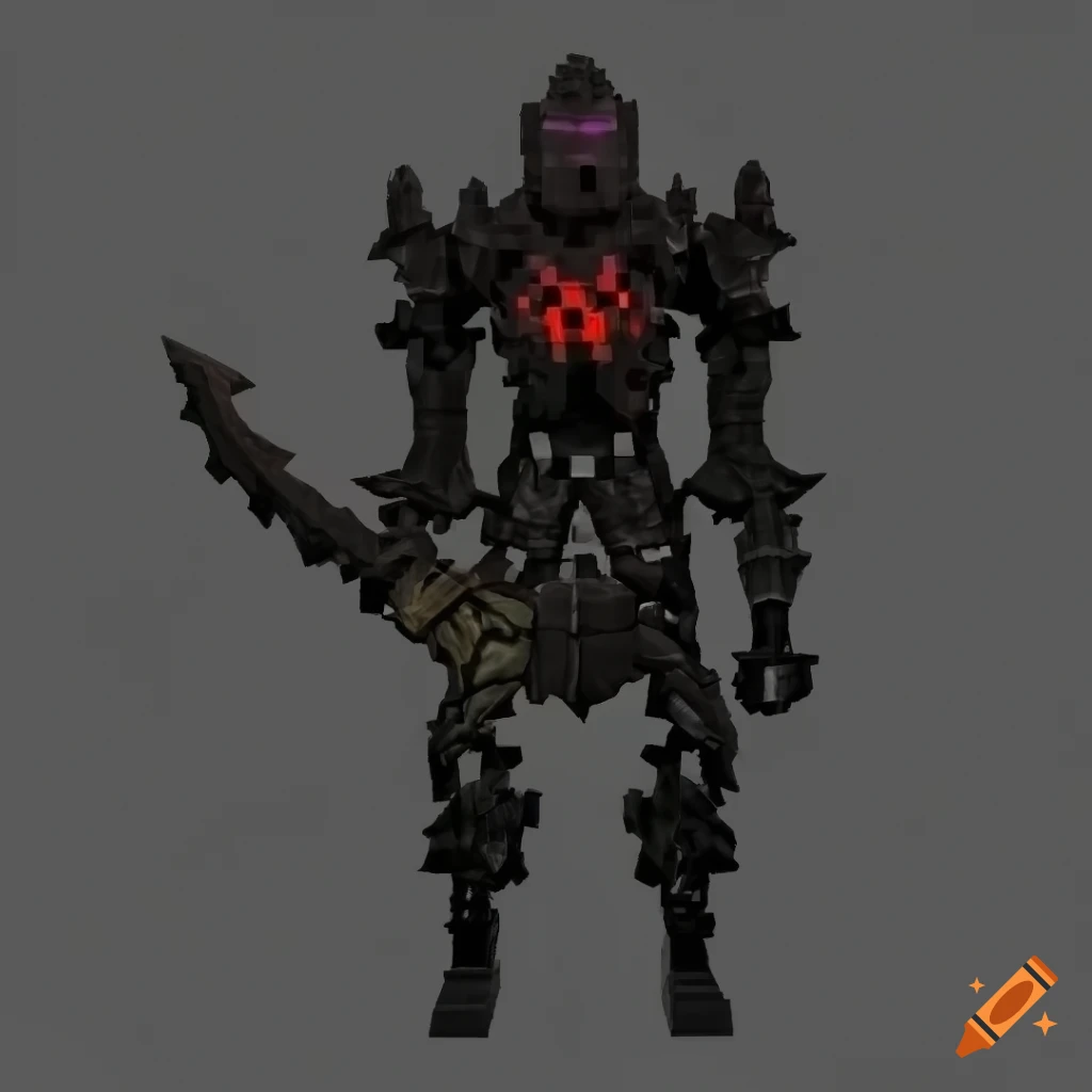 Dark fantasy concept art of a berserk warlock with giant weapons