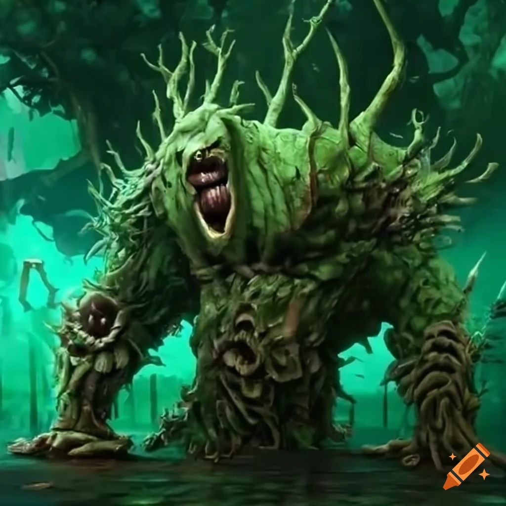 Image of a creepy swamp with undead creatures on Craiyon