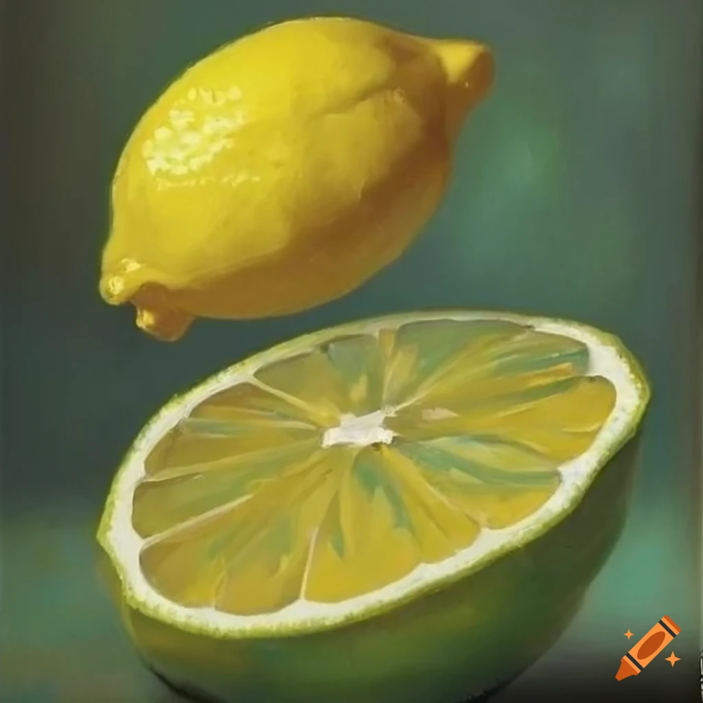 Oil painting of a beautiful lemon on Craiyon