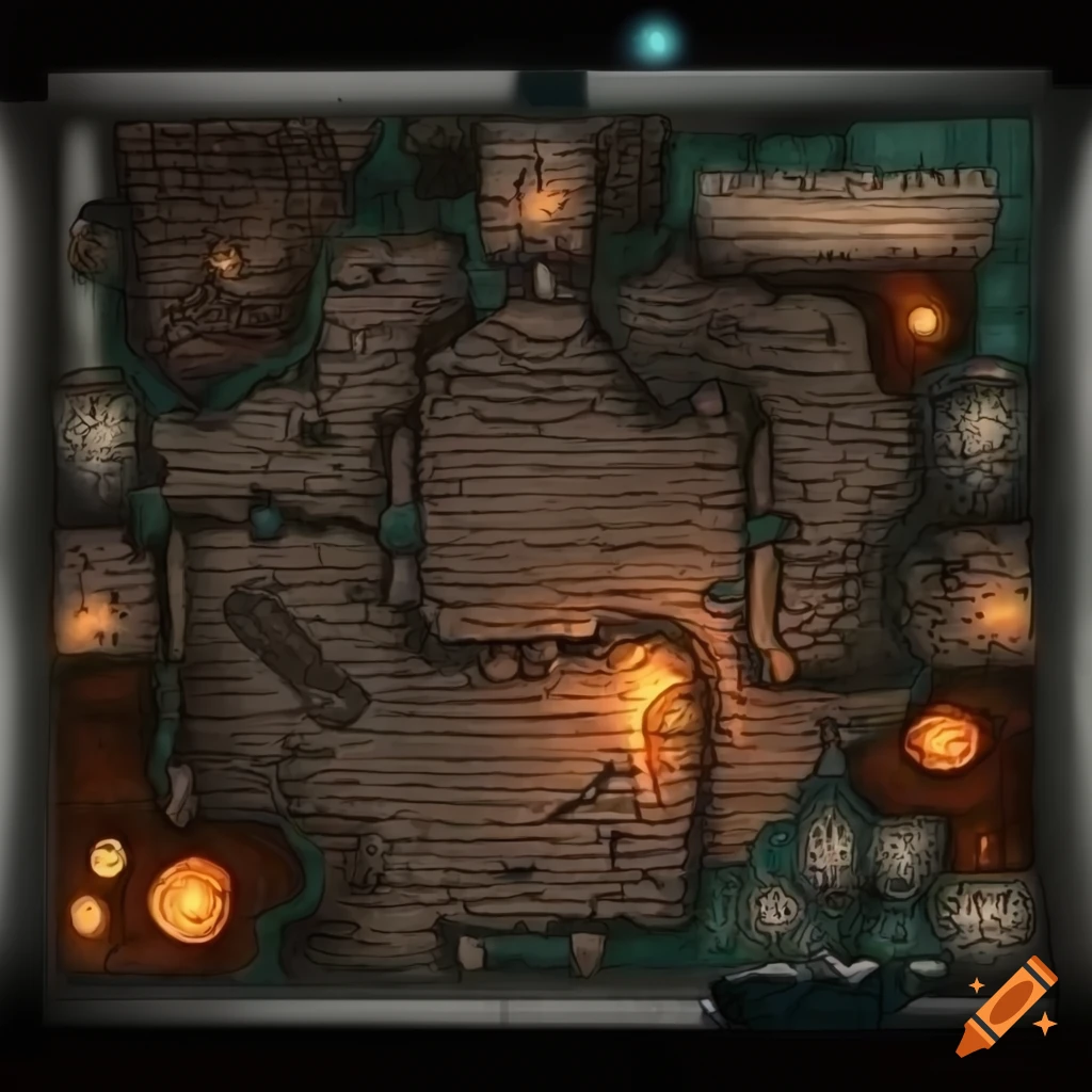 Top view map of a fantasy dungeon