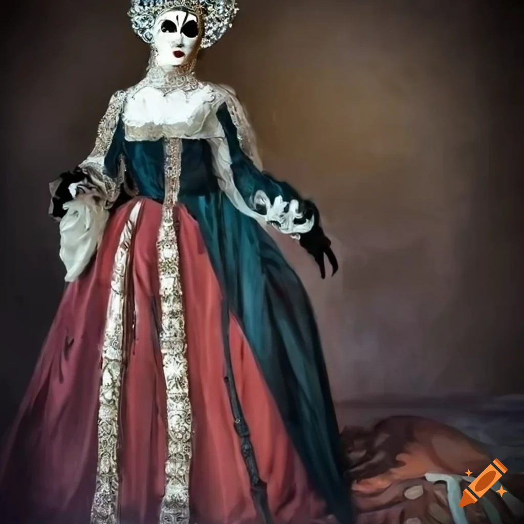 Image of a noble italian lady in costume at the venice carnival