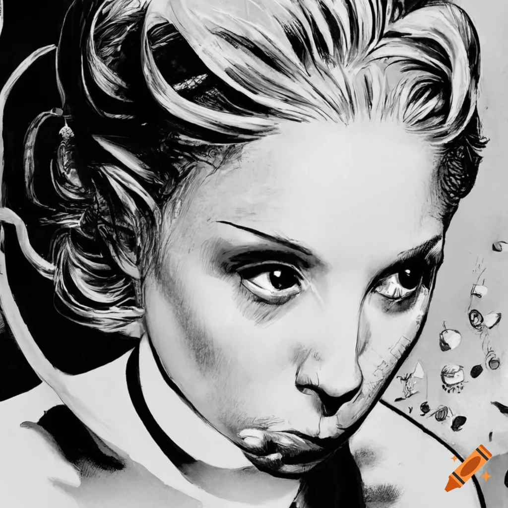 Illustration of a villainess from a Dutch noir graphic novel on Craiyon