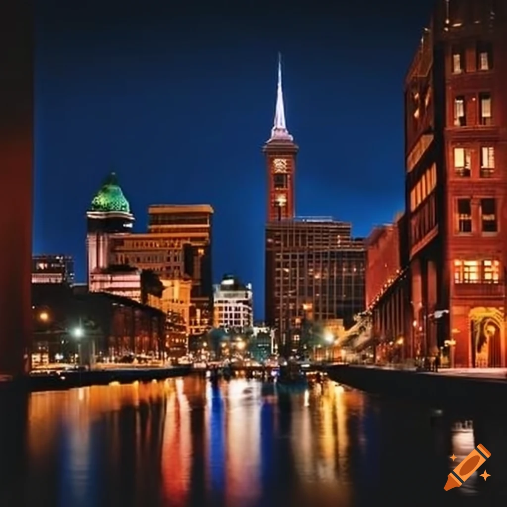 Night view of a futuristic Baltimore city on Craiyon