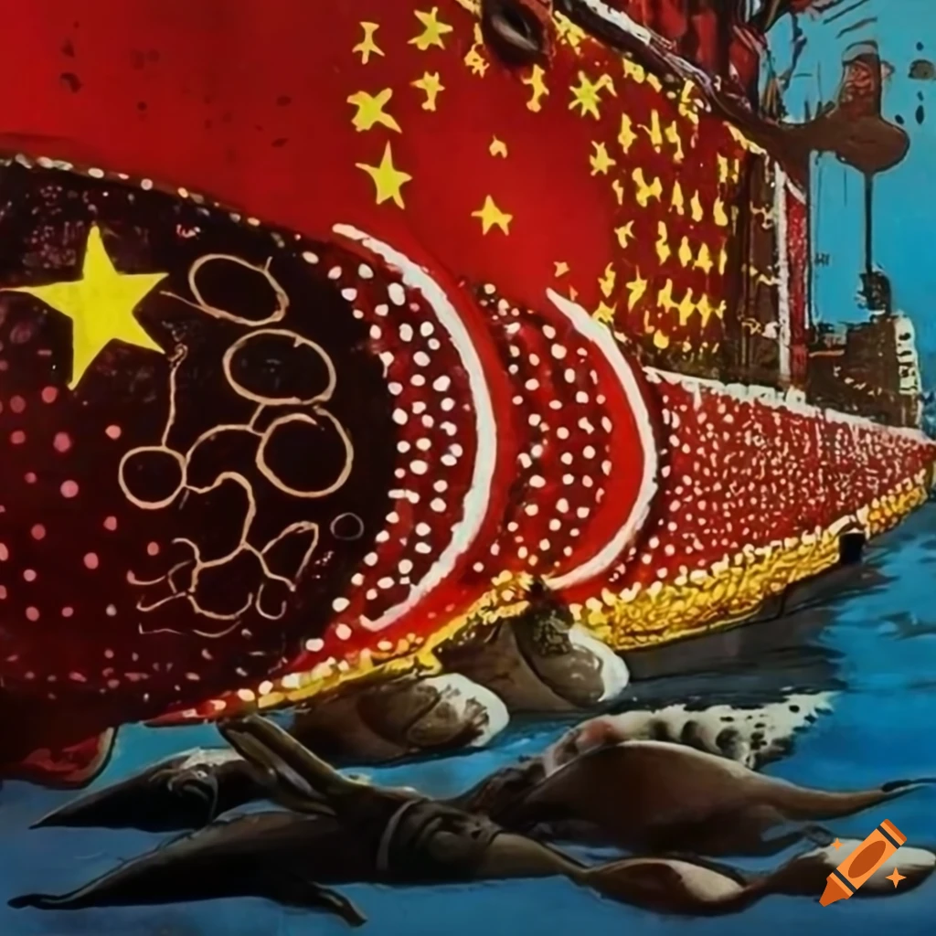 Soviet style propaganda poster of people fighting a giant octopus on ...