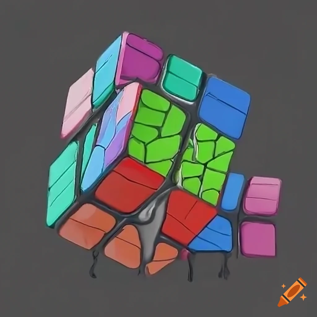 Melting rubik's cube art on Craiyon