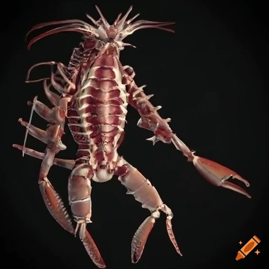 Concept art of a mutated humanoid crustacean on Craiyon