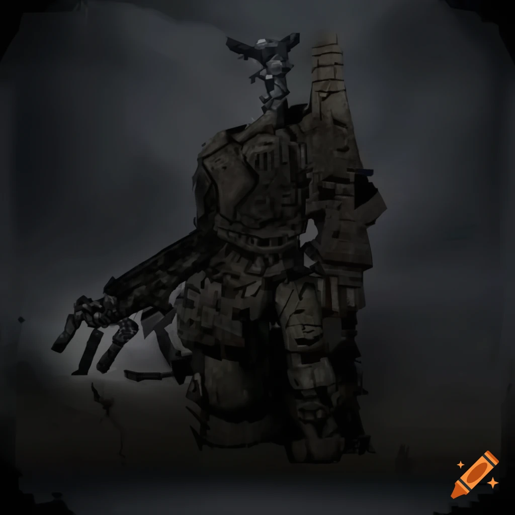 Dark fantasy character concept art with a giant gun on Craiyon