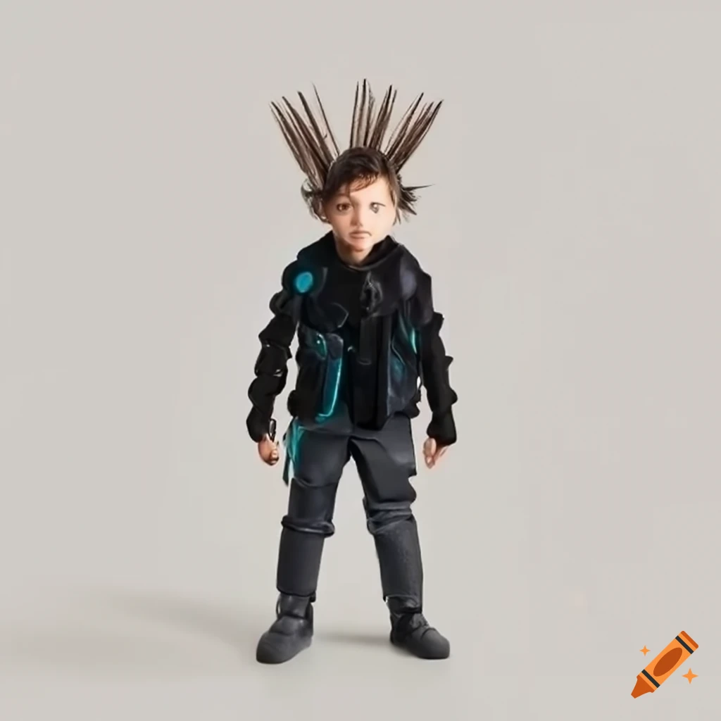 Futuristic robot boy with spiky hair