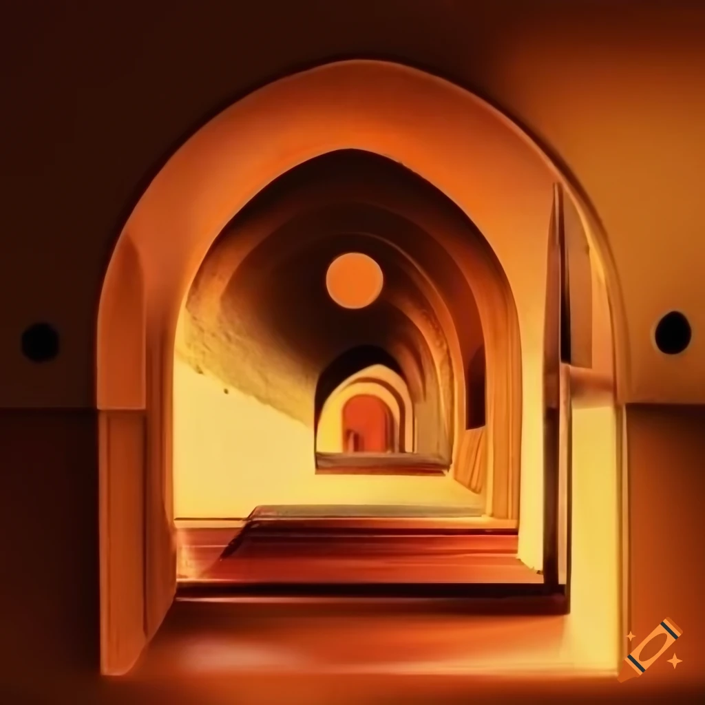 Colorful cave tiles with spacious alcove room and decorative clay ...