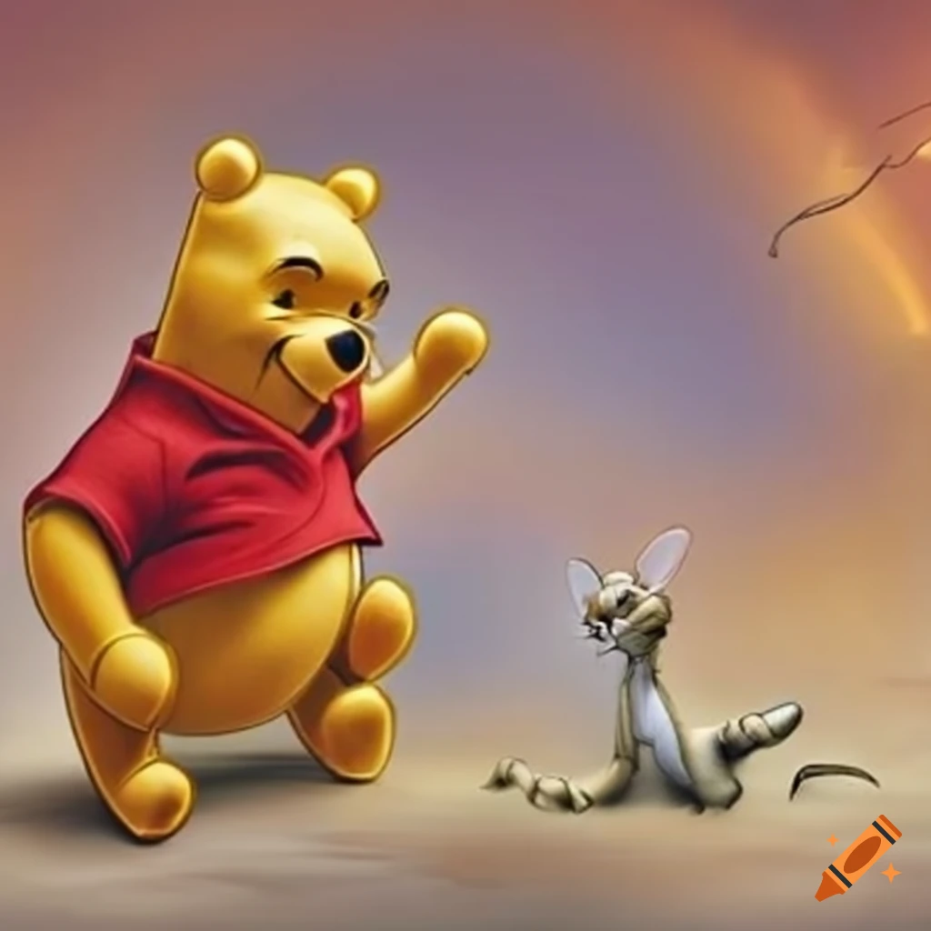 Winnie the pooh and a cat on Craiyon