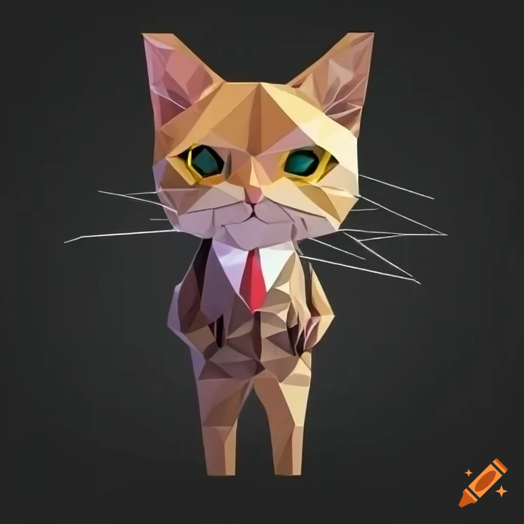 Low-poly chibi kitty cat skeleton on Craiyon