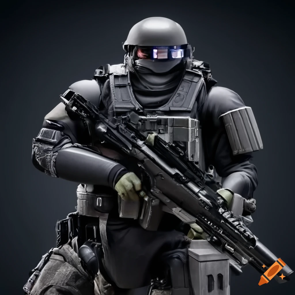 Image of a police heavy gunner on Craiyon