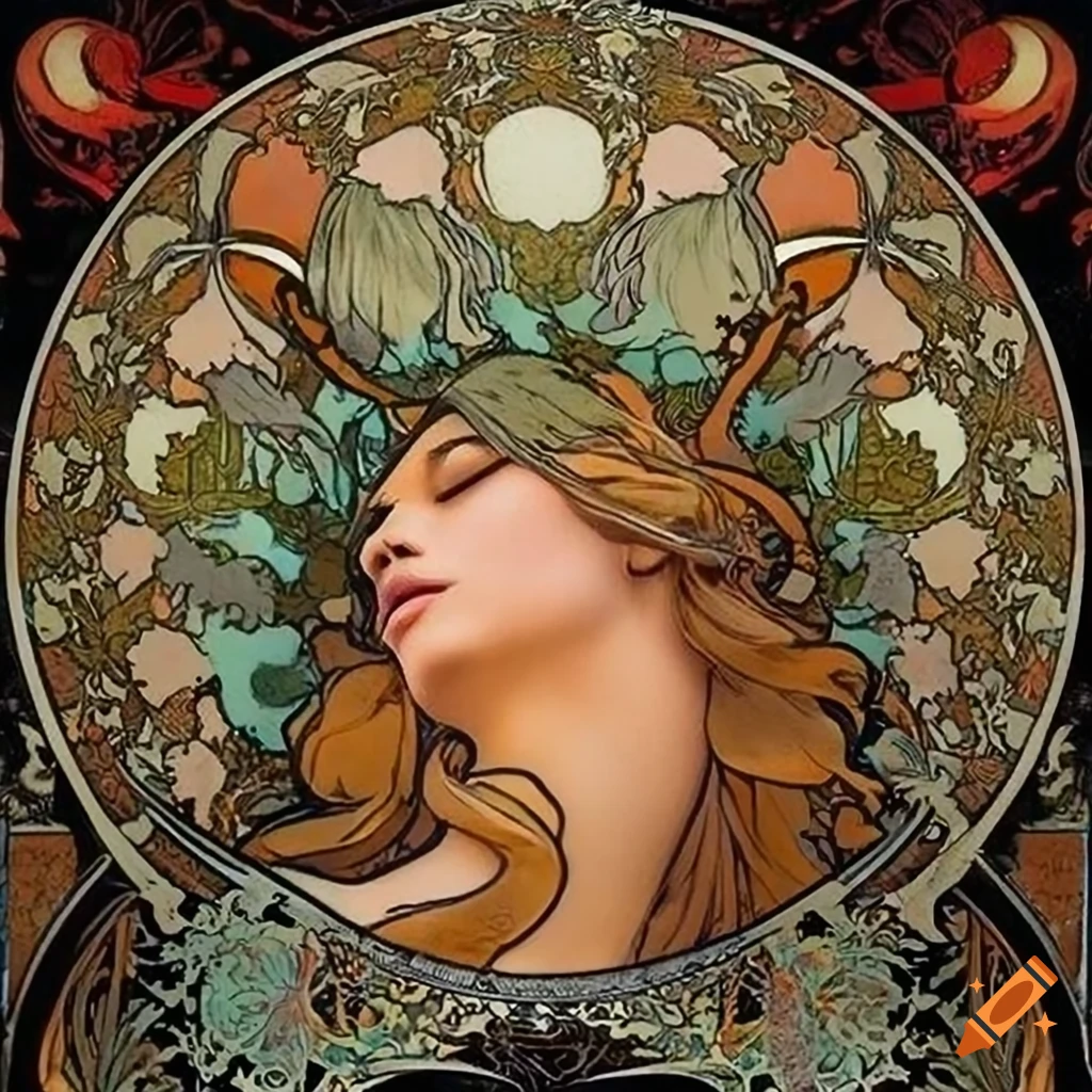 Art nouveau style of angels in a tarot card
