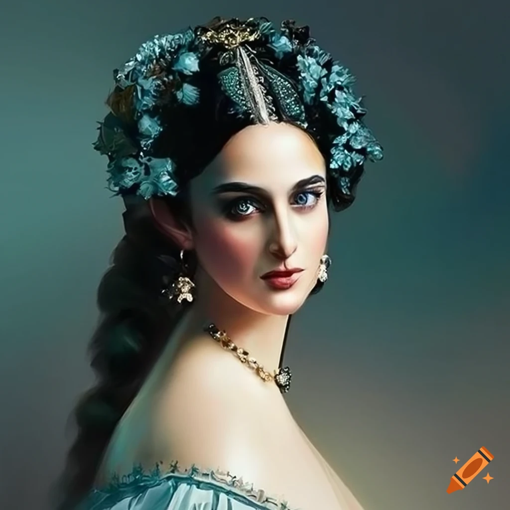 Elegant portrait of a woman with sharp features on Craiyon