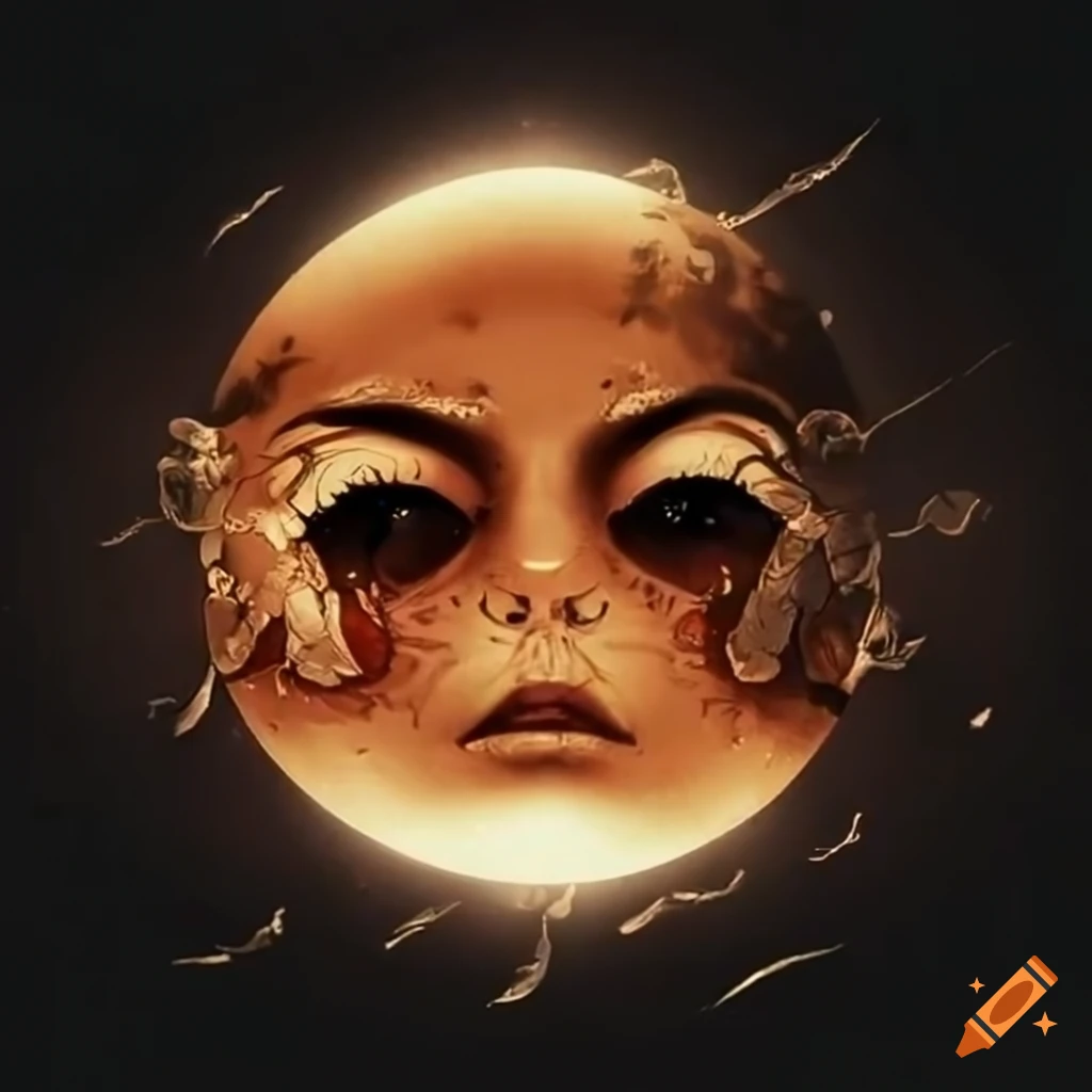 Happy face texture with moon and flower elements on Craiyon