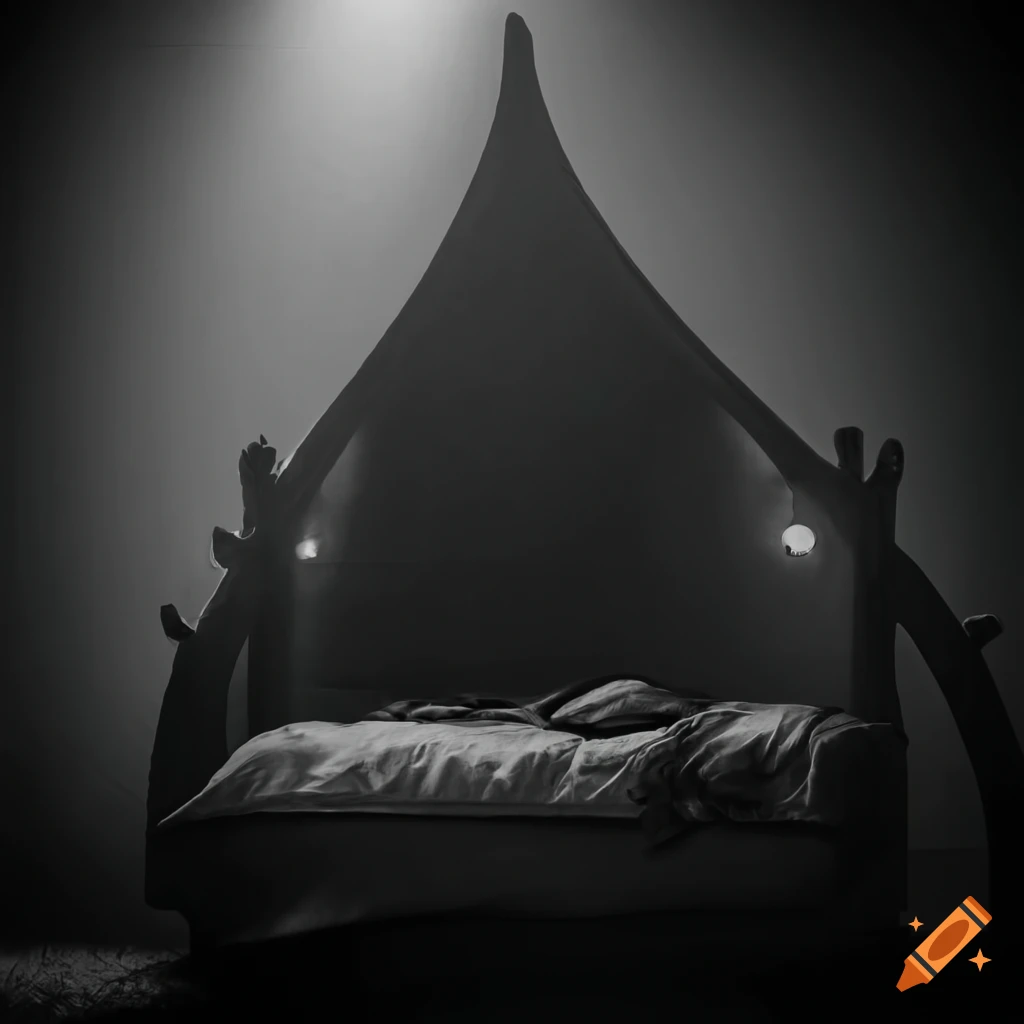 Dark and spooky bedroom at night on Craiyon