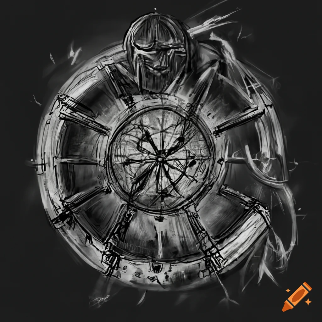 Black and white book cover with wheel of destiny on Craiyon