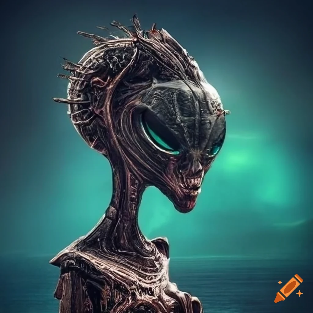 Detailed sci-fi inspired art showing the inside of an alien's head with ...