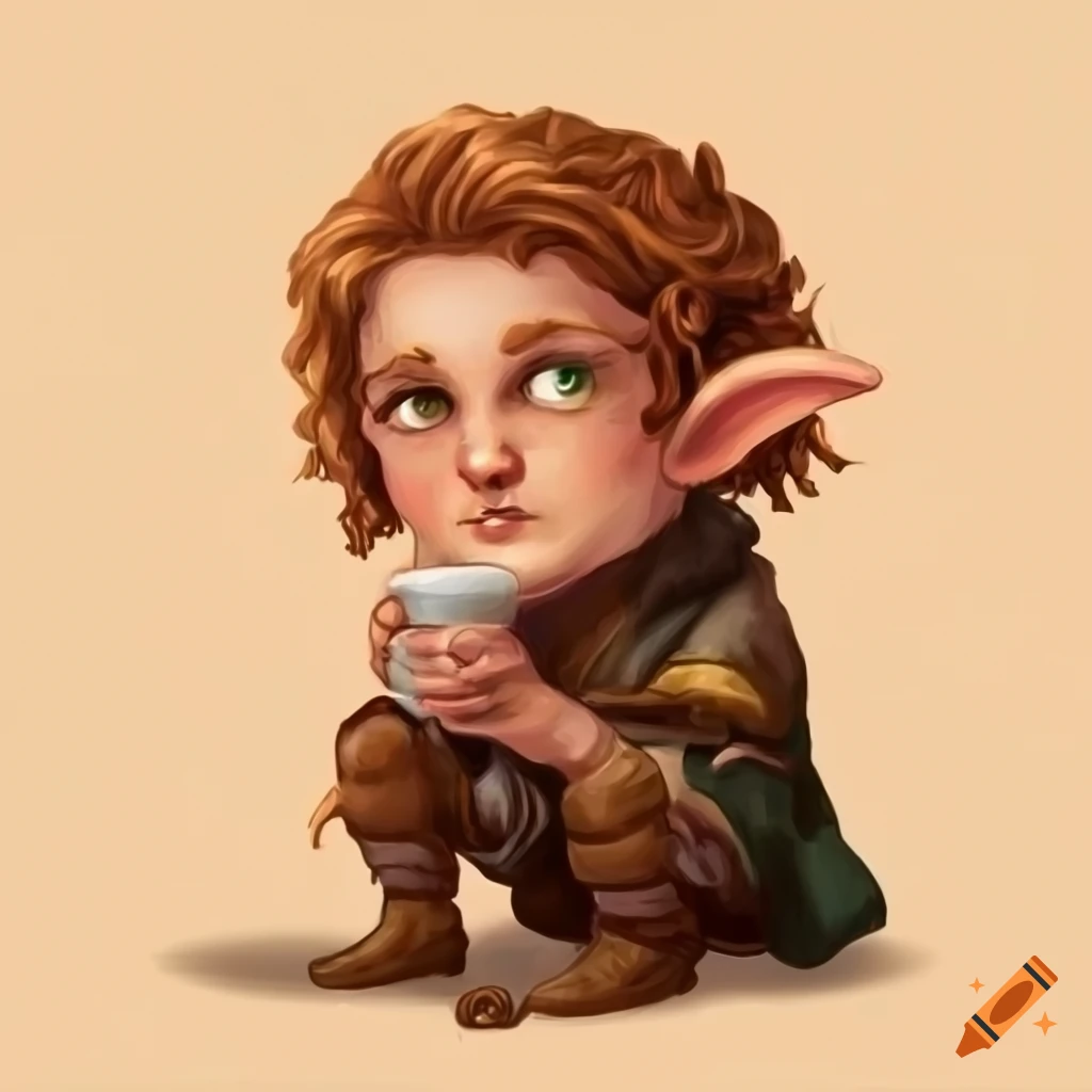 Halfling enjoying a cup of hot chocolate on Craiyon