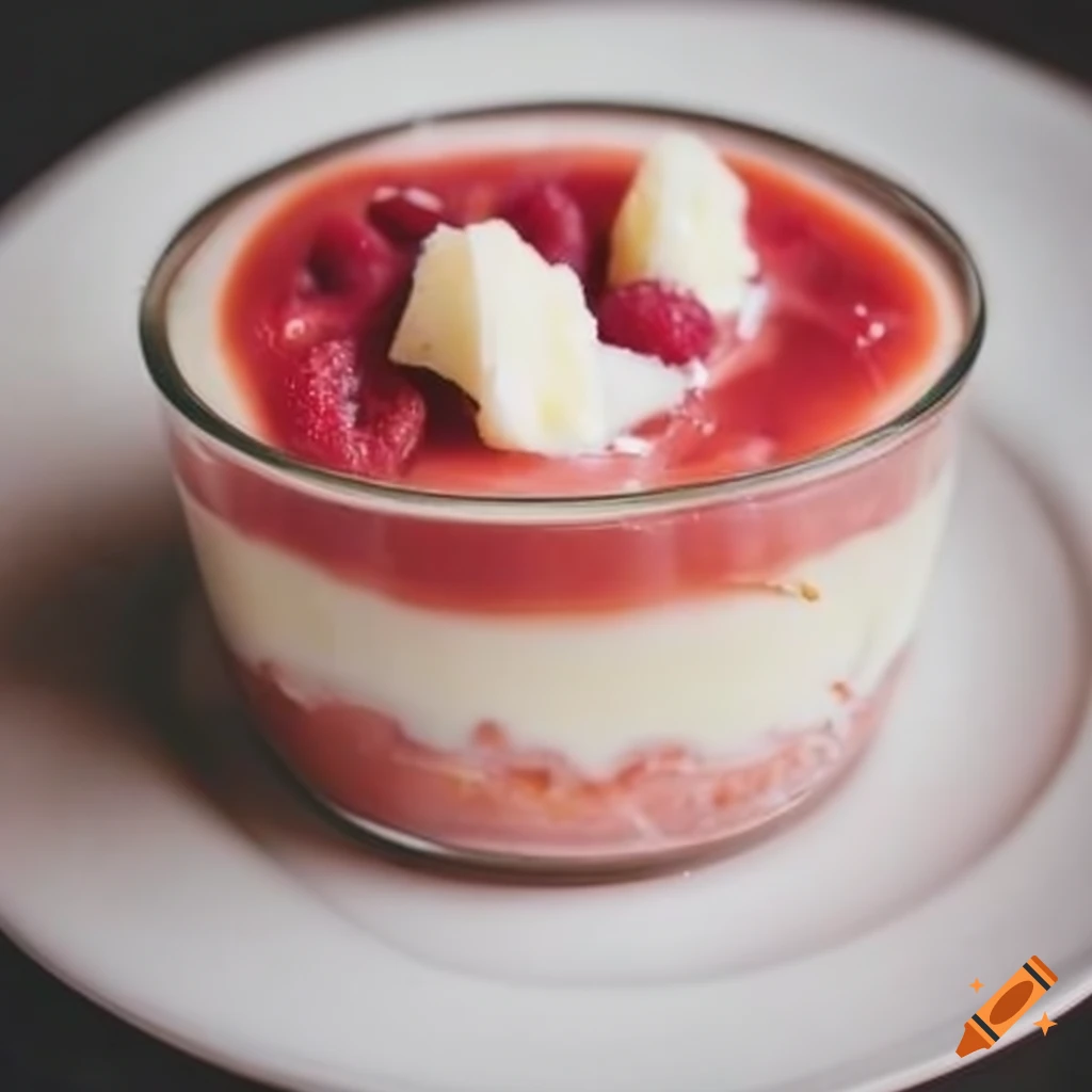 Coconut pudding with raspberry sauce on Craiyon